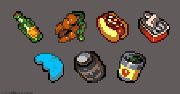 degen dungeons food sprites - Pixel Parmesan